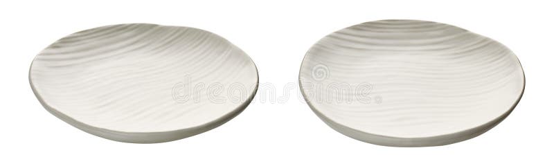 Empty White Plate with Wavy Pattern, Isolated on White Background with ...