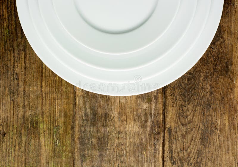 Empty White Plate on Wooden Table Stock Photo - Image of dinner, bokeh ...