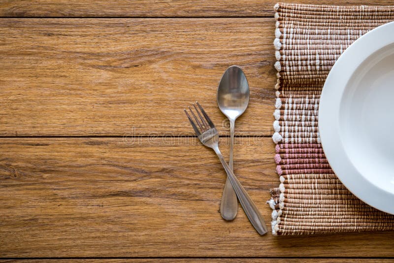 Empty Round Wooden Plate on Wood Table Background, Food Display Stock ...