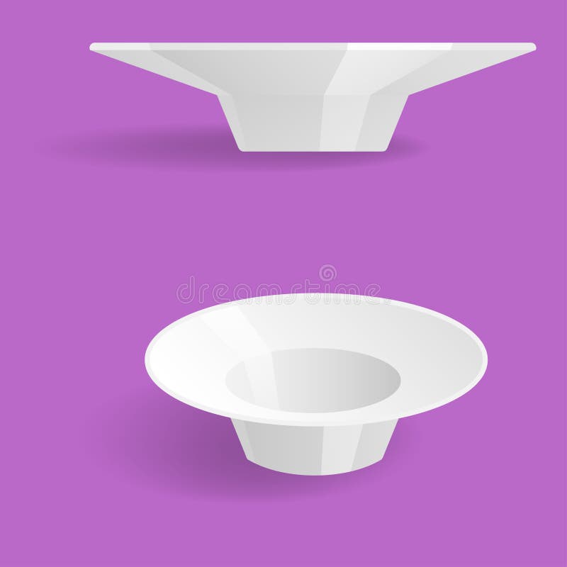 Empty White Plates Set Vector Illustration Templates Dinner Design ...