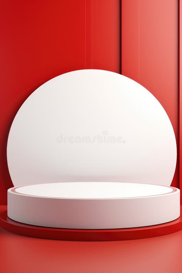 An Empty White Platform on a Red Surface Stock Illustration ...