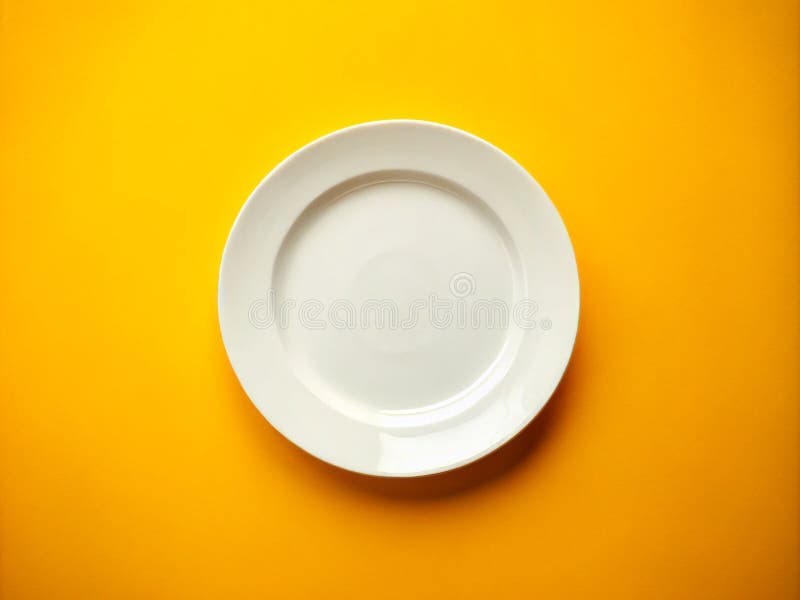 Empty White Platter on Vibrant Yellow Background a Culinary Design ...