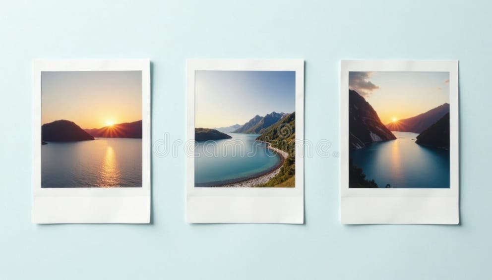 Empty White Polaroid Frames Arranged in a Line on a Clean Background ...