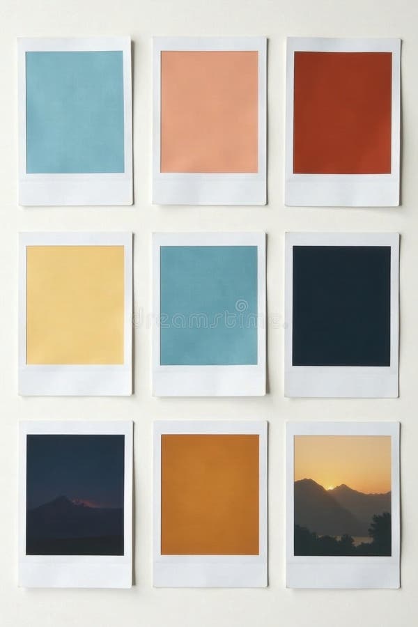 Empty White Polaroid Frames Arranged in a Line on a Neutral Background ...