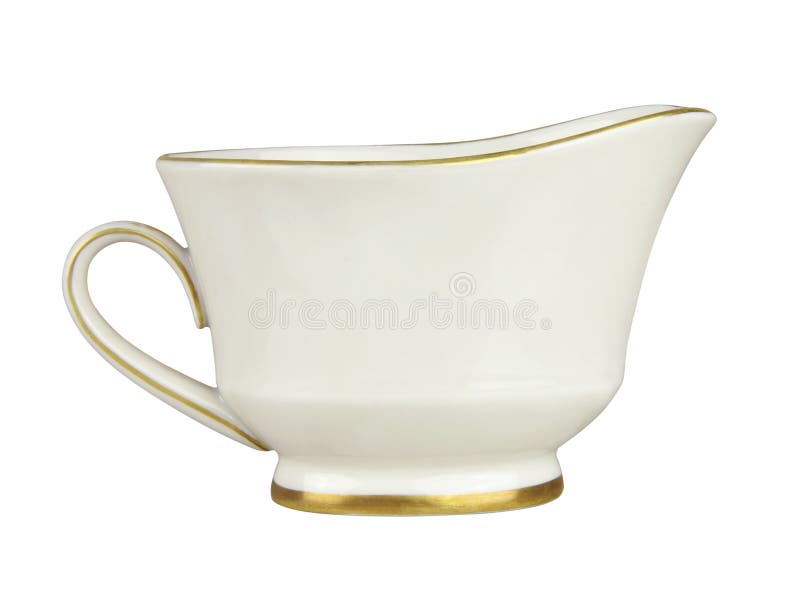 Empty White Porcelain Milk Pitcher Isolated on White Stock Photo ...