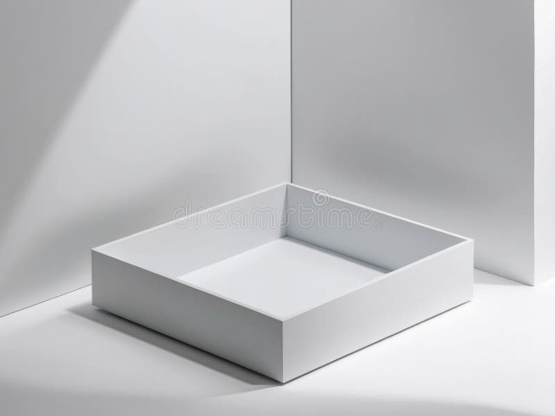 Empty White Rectangle Platform Box Simple Mockup. Stock Illustration ...