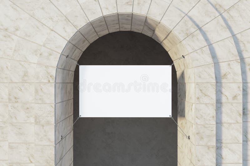 Empty White Rectangular Frame Hanging on Building Facade Arch ...