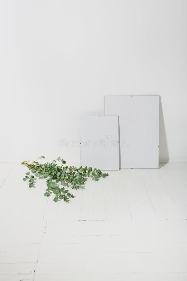 Empty White Rectangular Poster Layouts in a Light Minimalist Studio ...