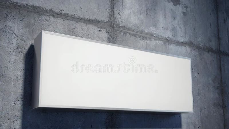 Empty White Rectangular Signage Hanging on Concrete Wall Casts Shadow ...