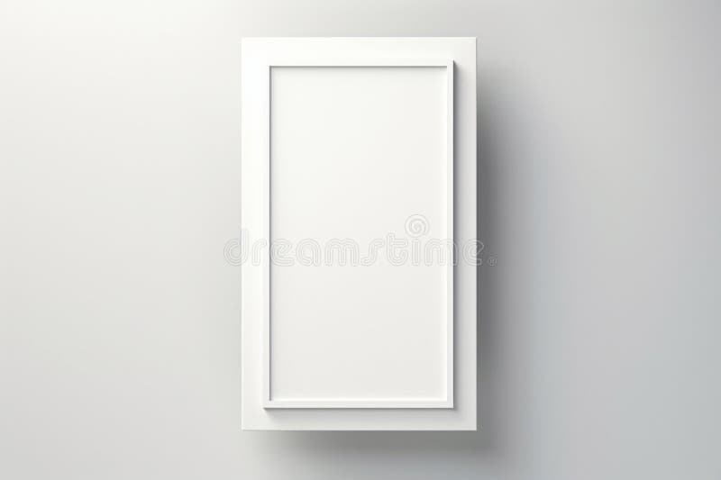 Empty White Rectangular Vertical Photo Frame on Minimal Light Wall ...