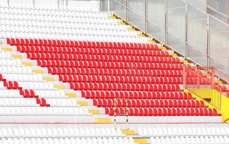 Empty White and Red Seats in the Stands of the Stadium Stock Image ...