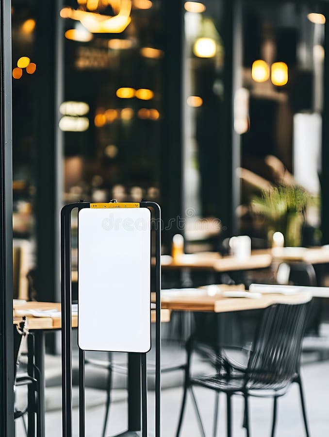 Empty White Restaurant Sign . Sidewalk Menu Board Stock Illustration ...