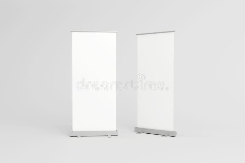 Empty White Roll-up Banners for Presentations and Exhibitions Stock ...