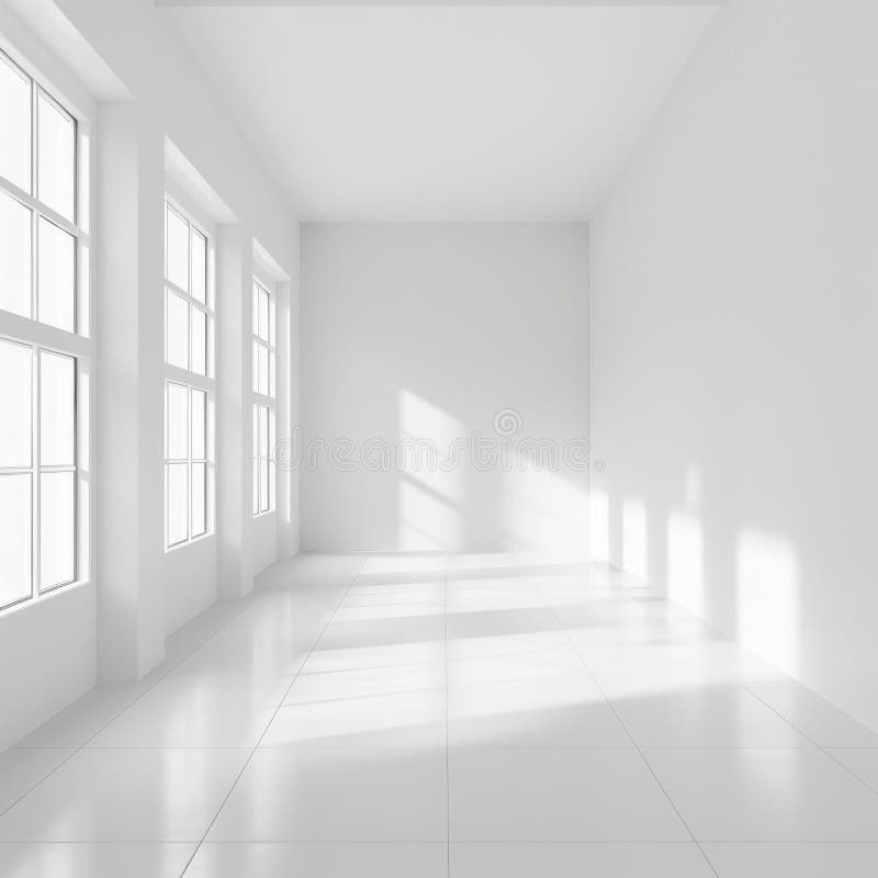 Empty White Room Background, Clean Blank Interior Mockup, Empty Space ...