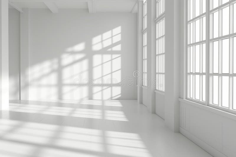 Empty White Room Background, Clean Blank Interior Mockup, Empty Space ...