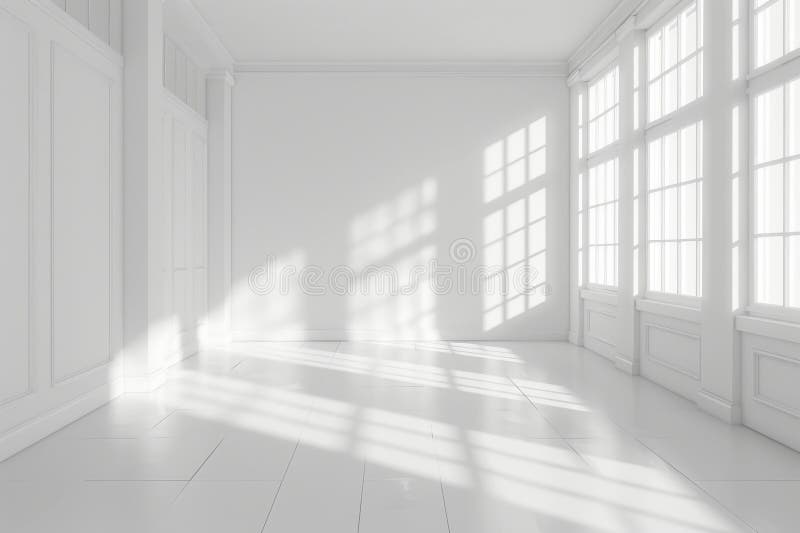 Empty White Room Background, Clean Blank Interior Mockup, Empty Space ...