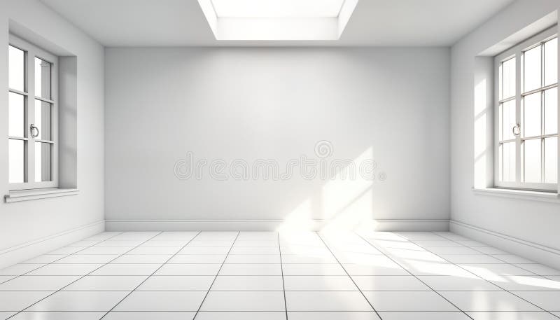 Empty White Room with Bright Sunlight. Modern Interior Design. Clean ...
