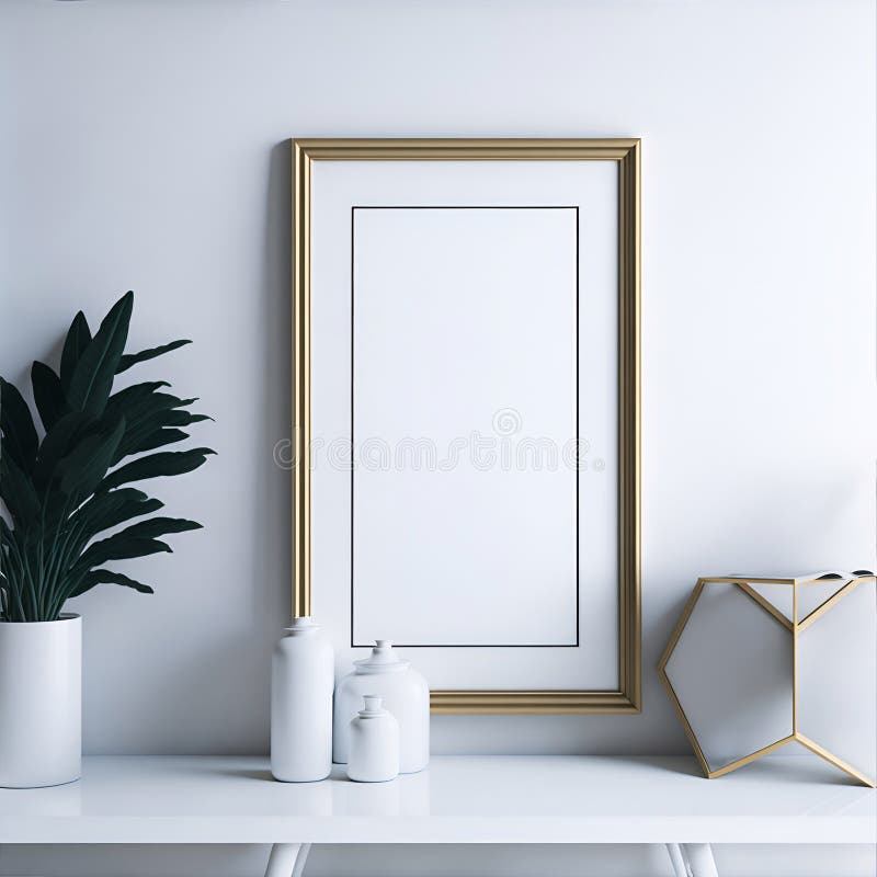 Empty White Room with Frame on the Wall Stock Illustration ...