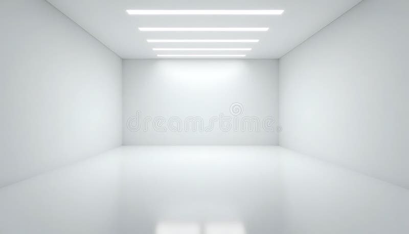 Empty White Room Interior with Modern Lighting and Minimalist Design ...