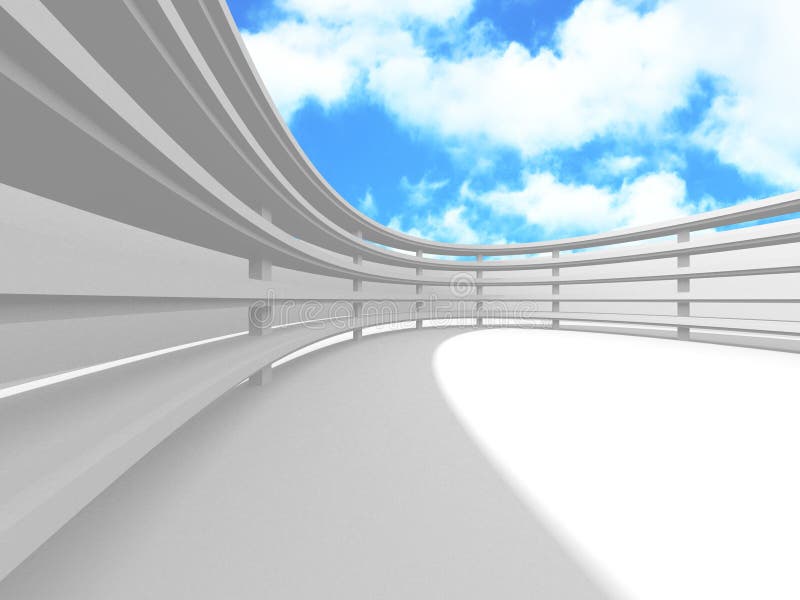 Empty White Room Interior with Window To Sky Stock Illustration ...