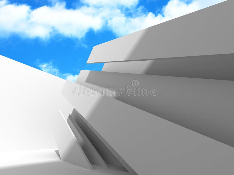 Empty White Room Interior with Window To Sky Stock Illustration ...
