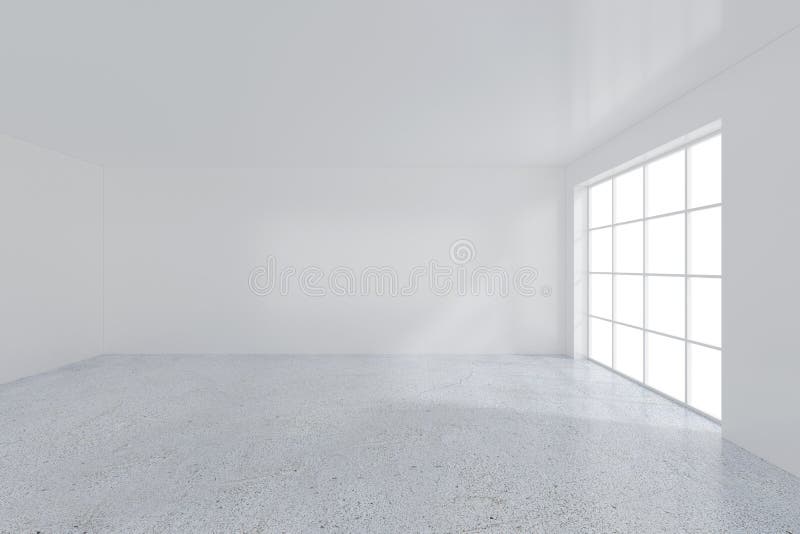 Empty White Room with Large Stained Glass Windows. 3D Rendering Stock ...