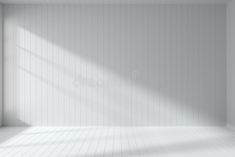 Empty White Room Made with Flat White Planks Front View Stock ...