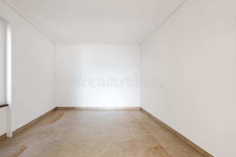 Empty White Room with Marble Floors Stock Photo - Image of luxurious ...