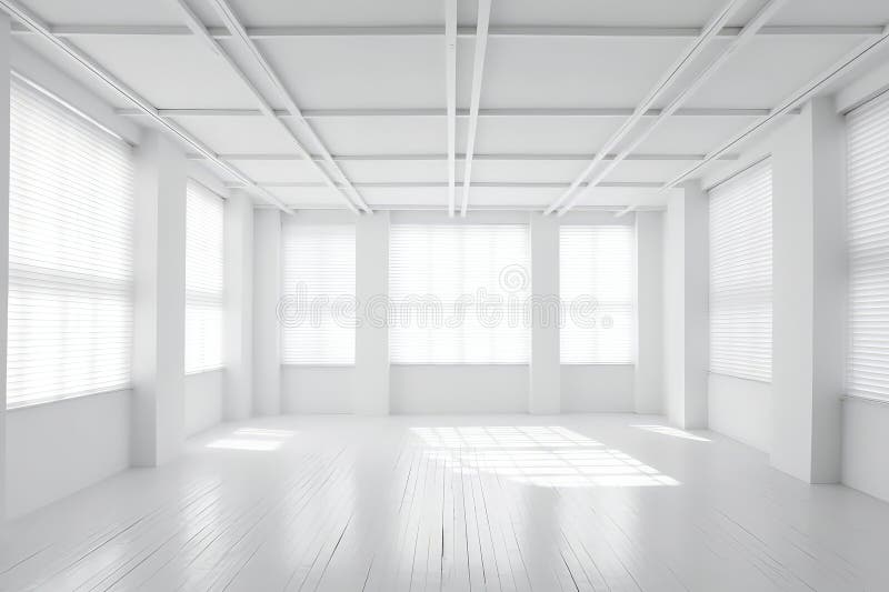 Empty White Room with Shades. Generative AI Stock Illustration ...