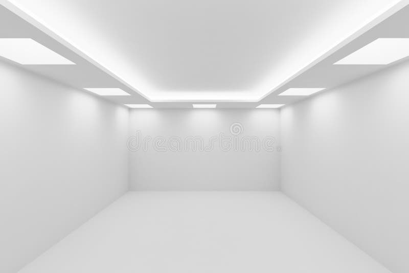 Empty White Room with Square Ceiling Lights. Stock Illustration ...