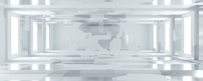 Empty White Room Studio with Metal Elements 3d Render Illustration ...