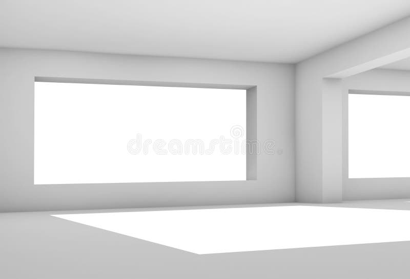 Empty White Room with Wide Window, 3 D Stock Illustration ...