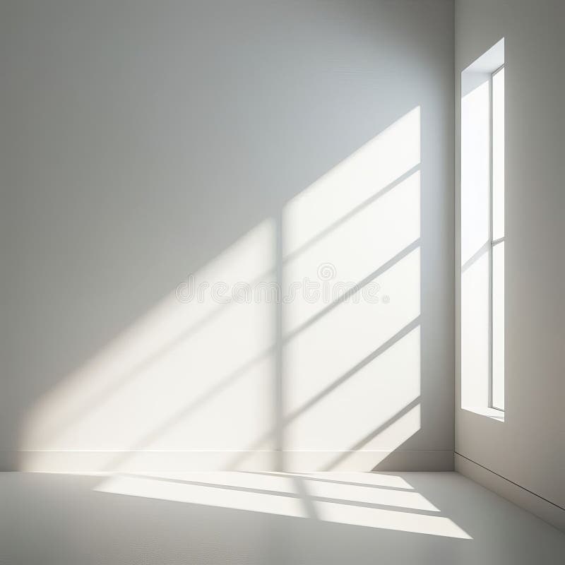 Empty White Room with Window Shadows in Soft Sunlight. Stock Image ...
