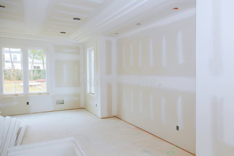 Empty White Room with Wooden Beam and Wall Large Stock Photo - Image of ...