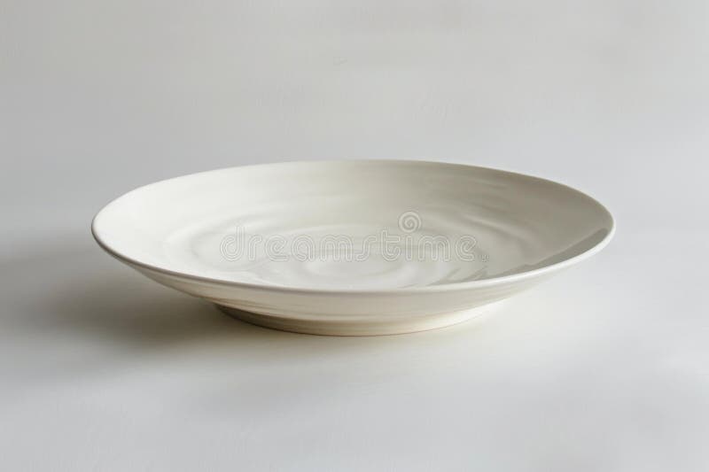 Empty White Round Deep Plate Standing on White Background Stock ...
