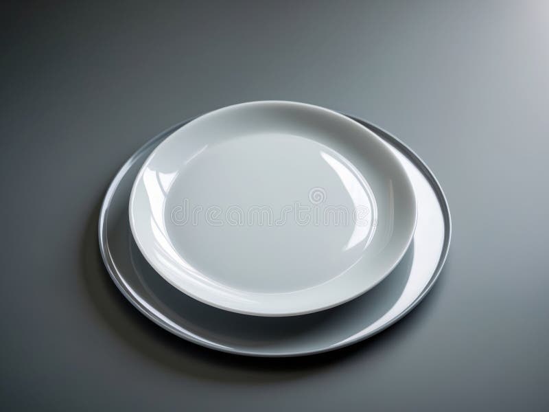 Empty White Round Plate on Dark Grey Surface Stock Photo - Image of ...