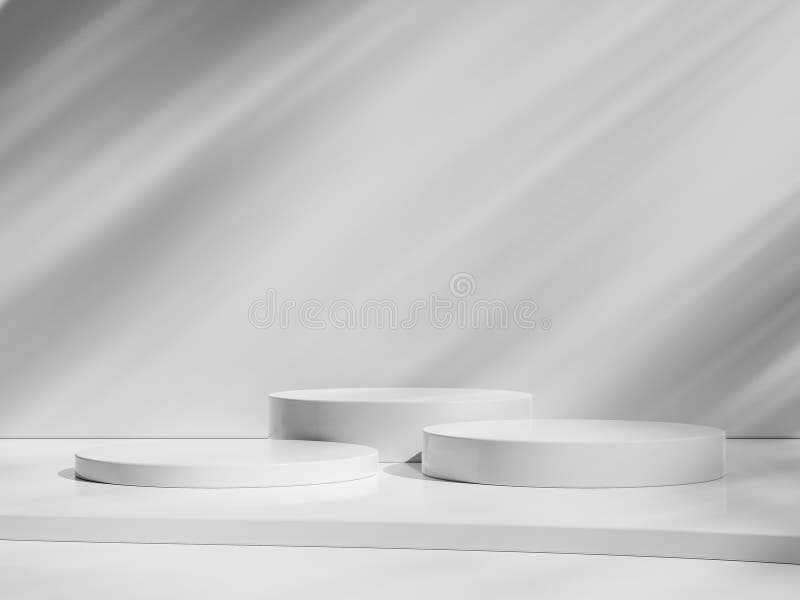 Empty White Round Podium, Modern Pedestal and Platform, Stand Stage ...