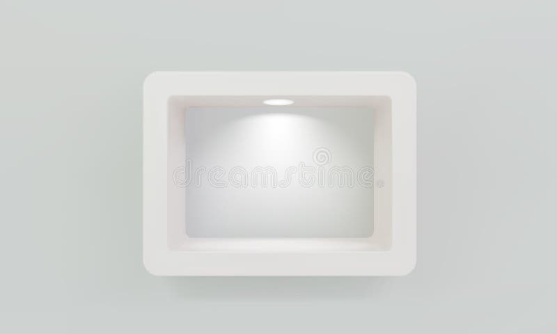 Empty White Rounded Rectangular Shelf or Niche on Wall with Led ...