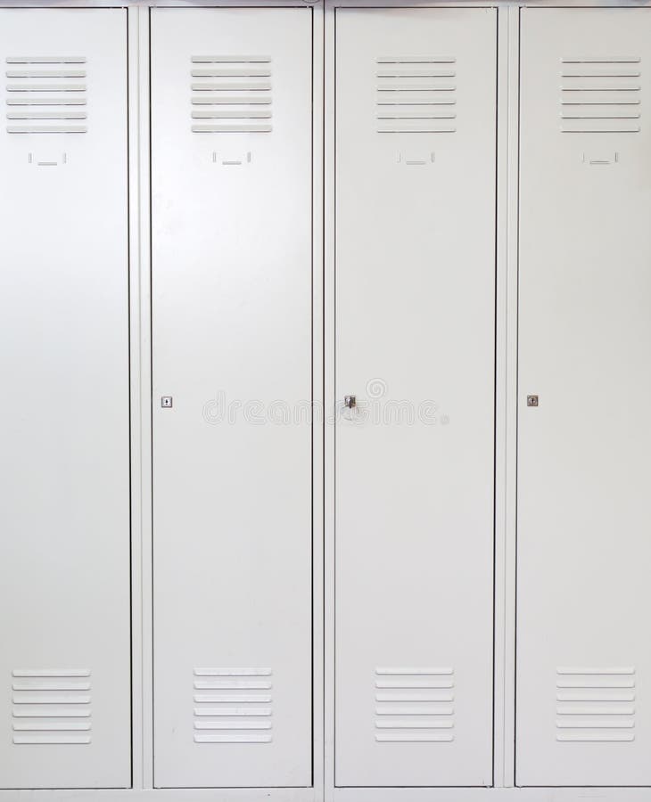 Empty White School Metal Lockers Stock Photo - Image of sport, high ...