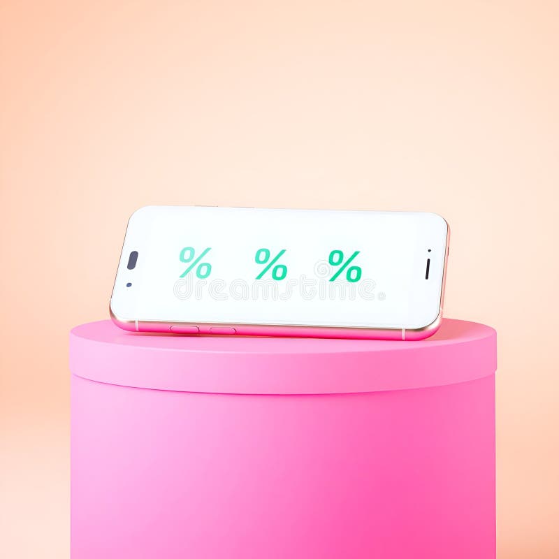 Empty White Screen Cellphone on Pink Product Display Stock Illustration ...