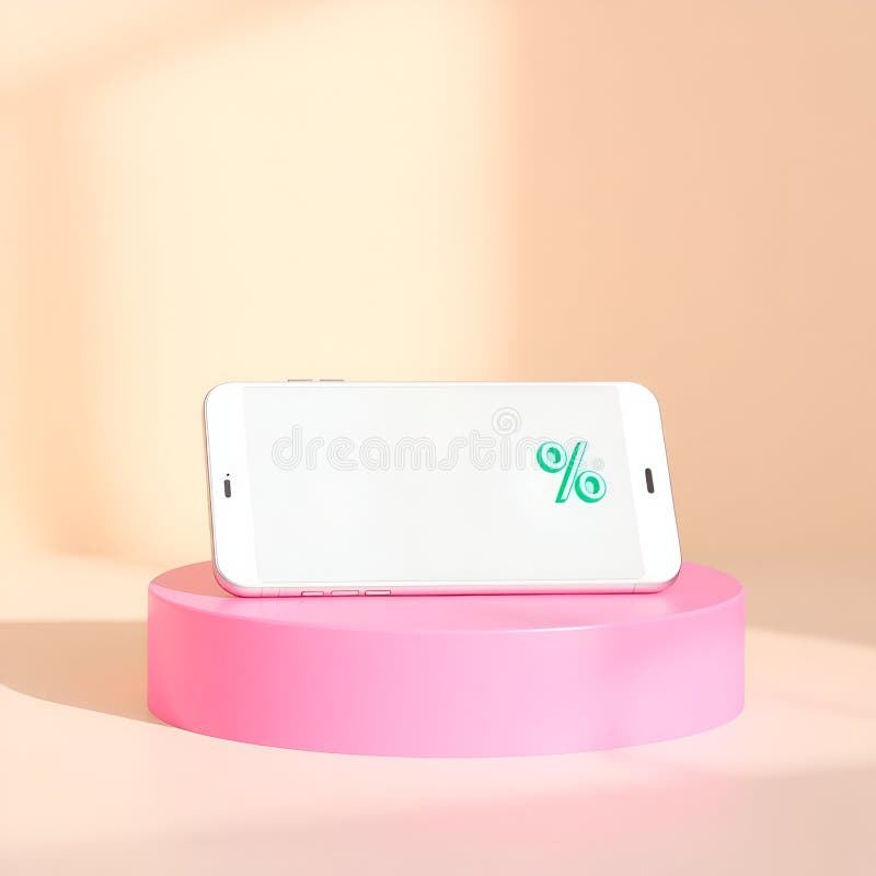 Empty White Screen Cellphone on Pink Product Display Stock Illustration ...