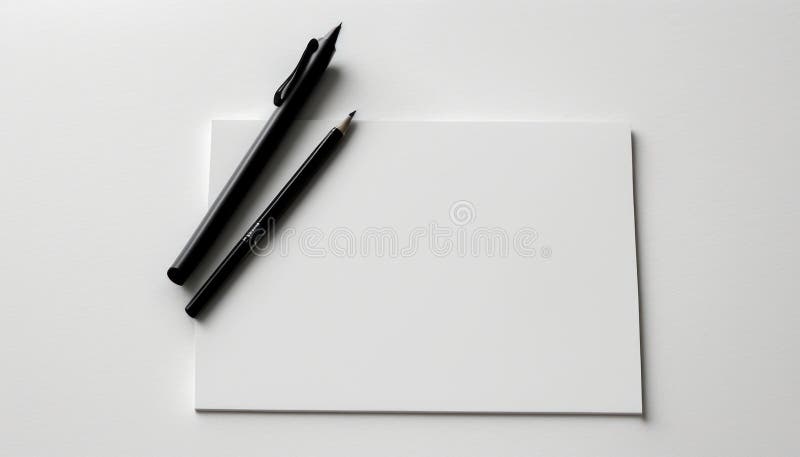 Empty White Sheet of Paper, with Pens, on the Table, Background, Blank ...