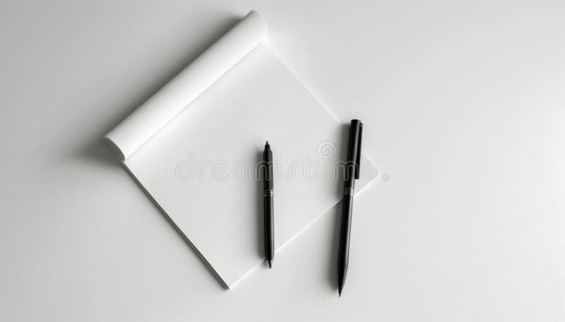Empty White Sheet of Paper, with Pens, on the Table, Background, Blank ...