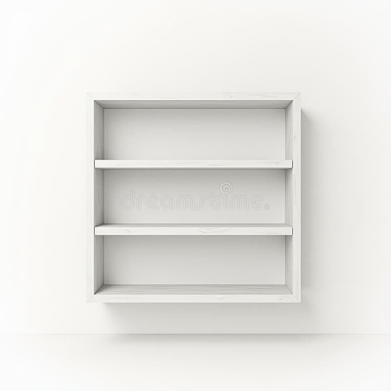 Empty White Wall Shelf with Three Shelves Stock Illustration ...