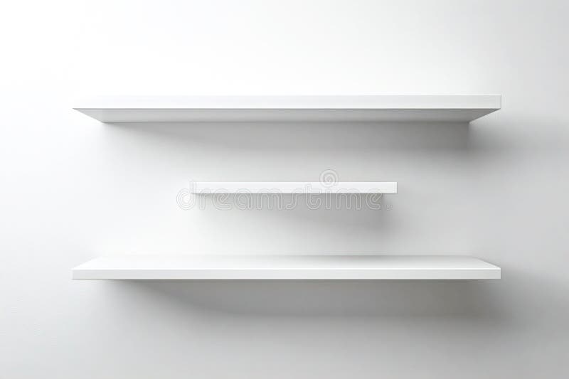 Empty White Shelves Arranged on a Plain White Wall in a Minimalist ...