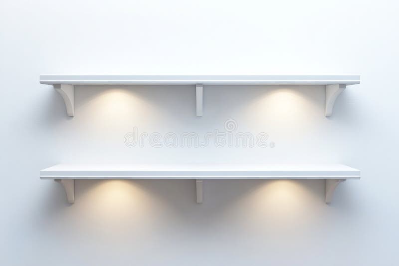 Empty White Shelves Creating a Minimalist Display in a Modern Interior ...