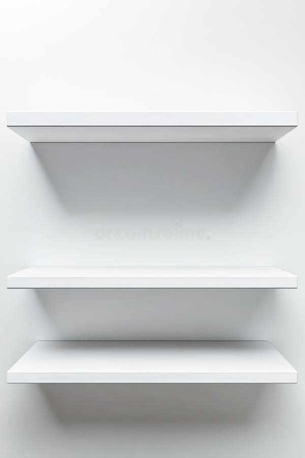 Empty White Shelves on a Minimalistic Wall for Interior Design ...