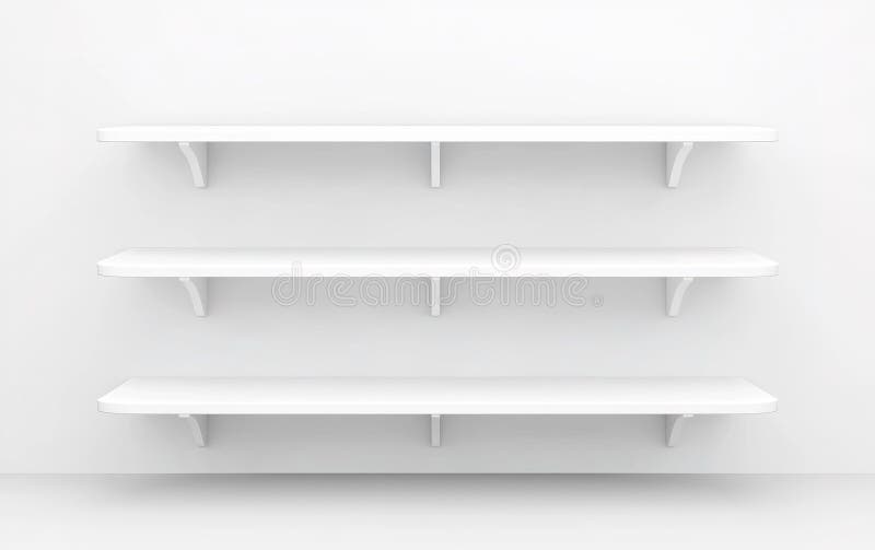 Empty White Shelves Mounted on a Plain Wall, Providing a Clean and ...