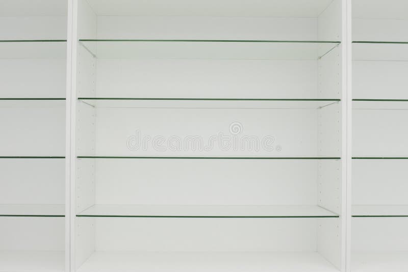 Empty white shelves stock image. Image of glass, office - 110140403