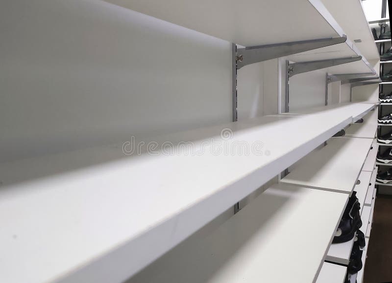 Empty White Shelves in the Store with No Merchandise , the Crisis Stock ...
